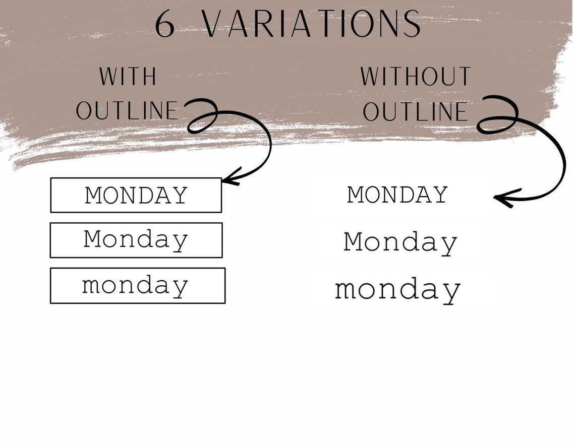 MINI Size Days of the Week Headers, Minimal Planner Stickers, Journal ...