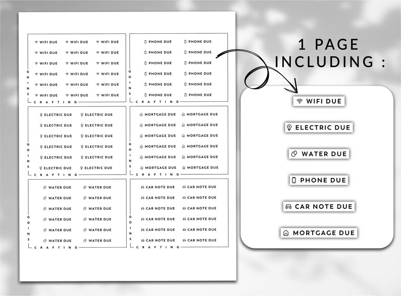 Mini Icon Labels Bills, Minimal Planner Stickers, Journal Stickers ...