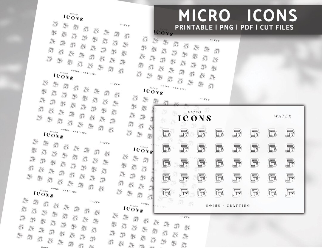 WATER MICRO Icons, Icon Stickers, Minimal Planner Stickers, Journal ...