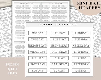 Rainbow Colour Days of the Week Headers Printable Planner - Etsy