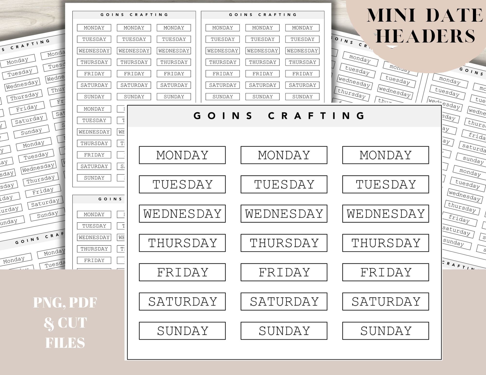 MINI Size Days of the Week Headers, Minimal Planner Stickers, Journal ...