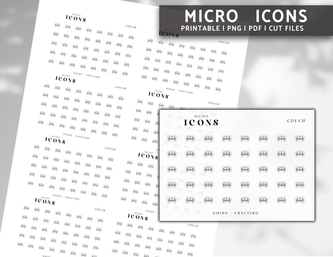 COUCH MICRO Icons, Icon Stickers, Minimal Planner Stickers, Journal ...