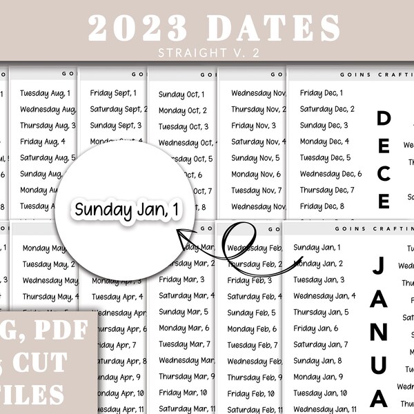 2023 Date Stickers - Etsy