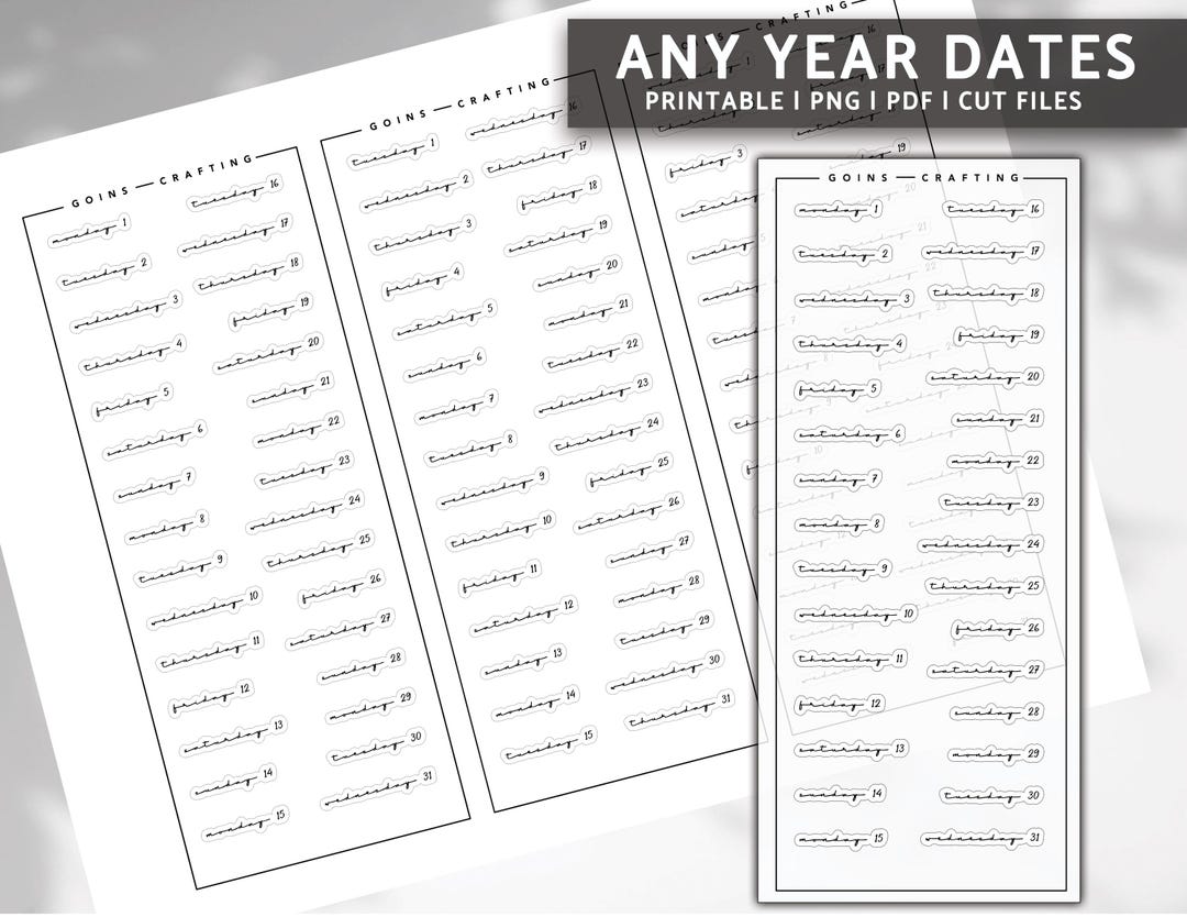 ANY YEAR Abbreviated Date Stickers, Minimal Planner Stickers, Journal ...