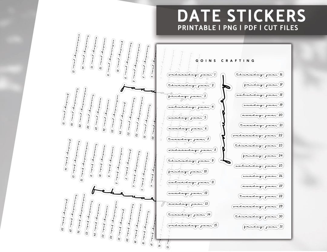 2025 Date Stickers Cursive,stacked Dates Minimal Planner Stickers ...
