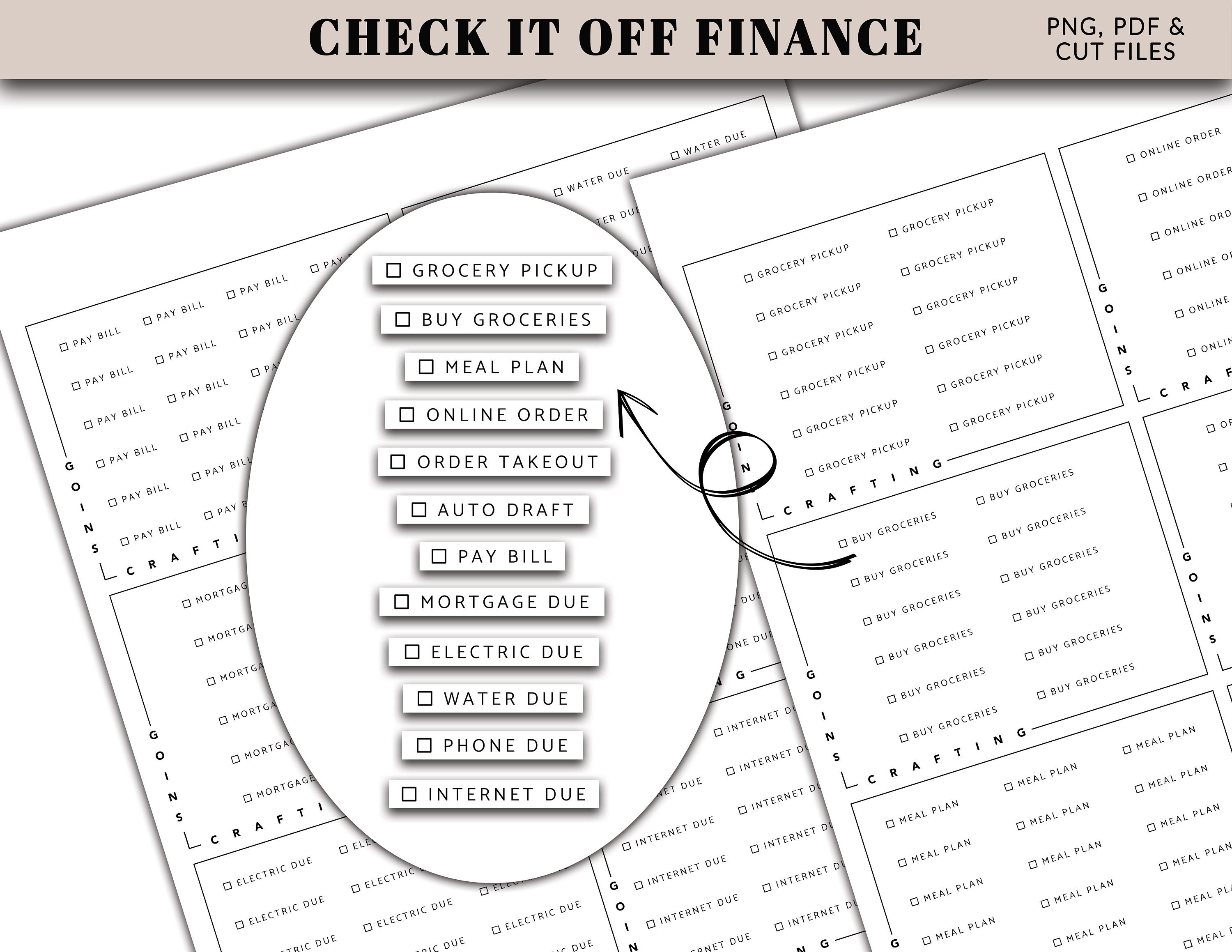 Check It off Finance Labels, Minimal Planner Stickers, Journal Stickers ...