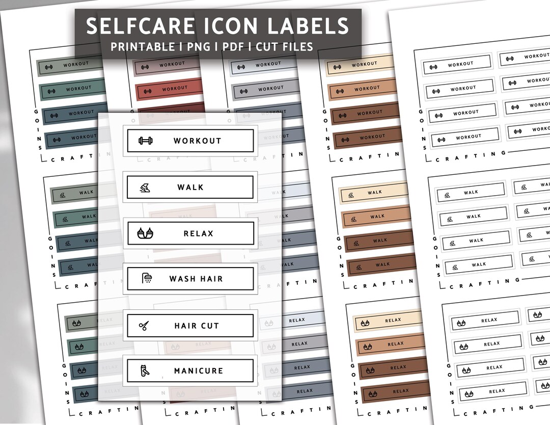 SELF CARE Icon Label,hobonichi Stickers,monthly Labels,minimal Planner ...