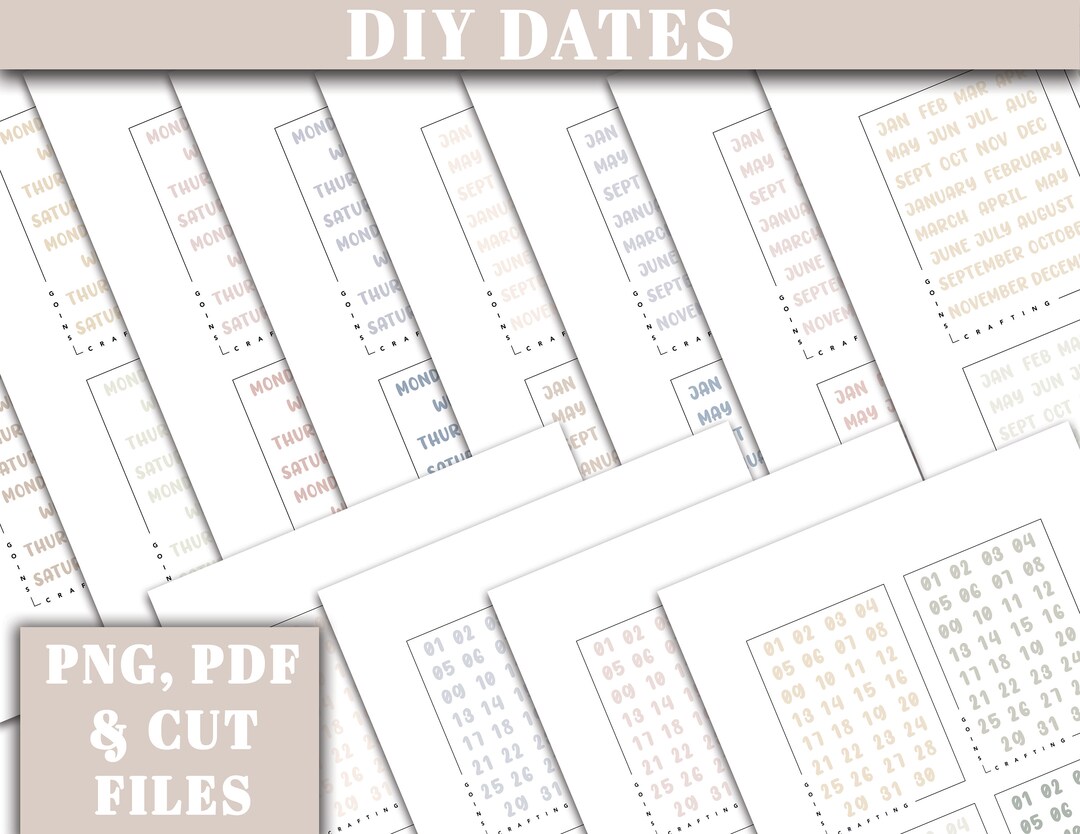 DIY Date Stickers, Stacked Dates Minimal Planner Stickers, Journal ...