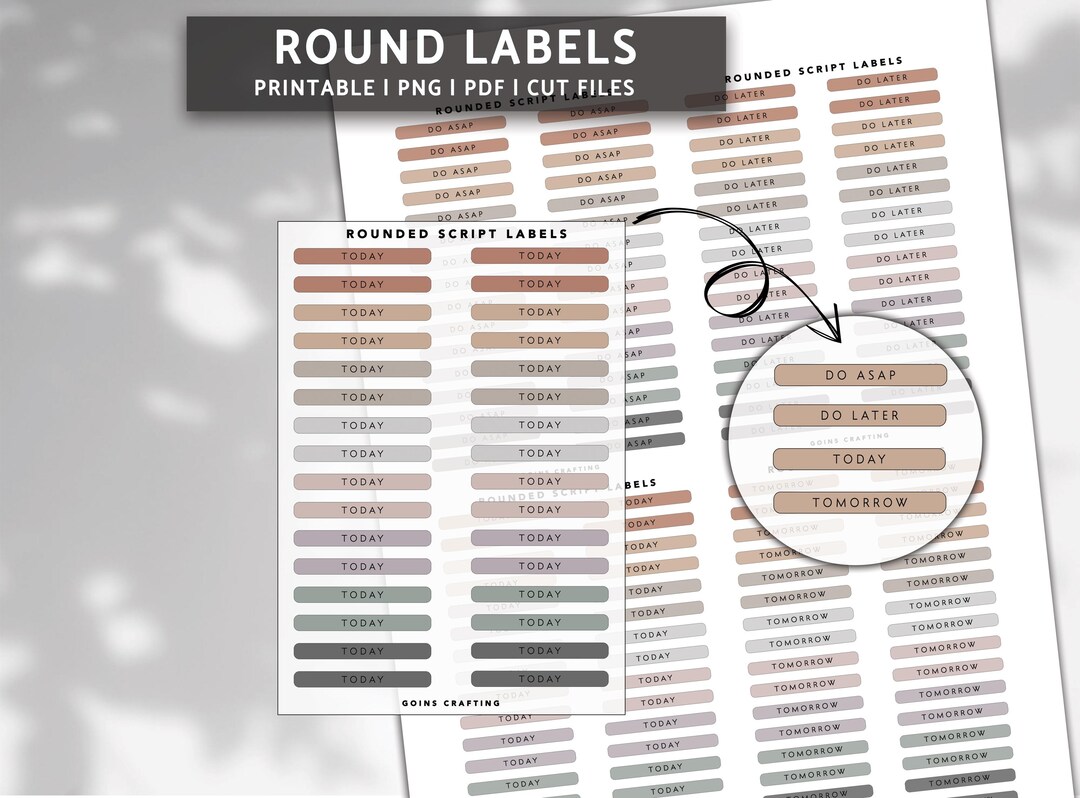 Today, Tomorrow, Rounded Script Label Stickers, Hobonichi Stickers ...