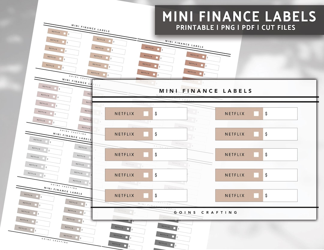 NETFLIX Mini Finance Labels, Minimal Planner Stickers, Journal Stickers ...