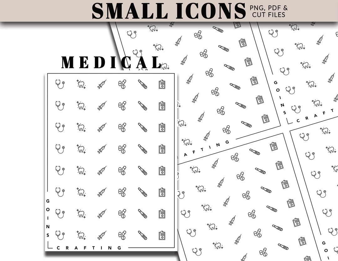 SMALL Medical Icons, Minimal Icon Stickers, Minimal Planner Stickers ...