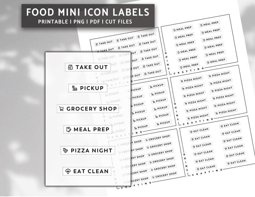 Mini Icon Labels Food, Minimal Planner Stickers, Journal Stickers ...