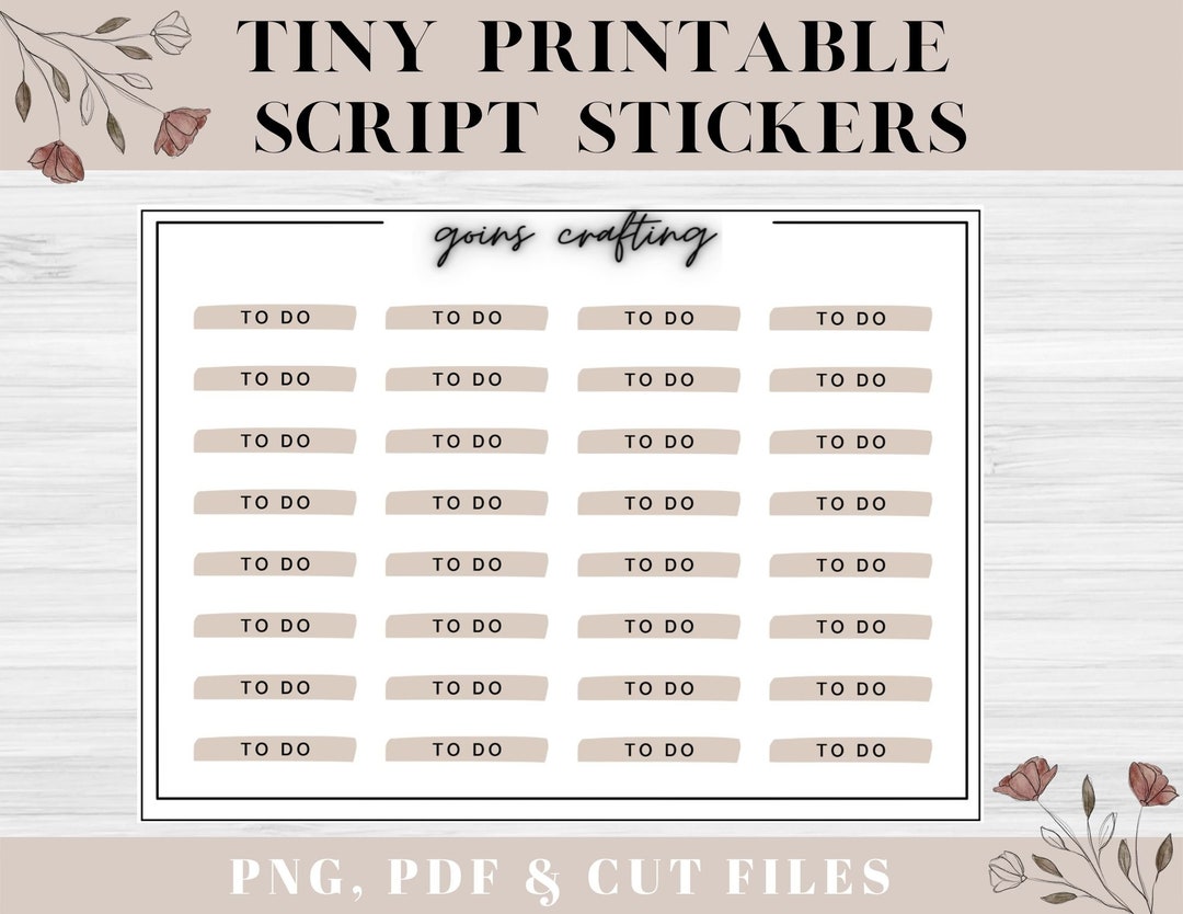 MICRO to Do Script Stickers, Script Header Stickers, Minimal Planner ...