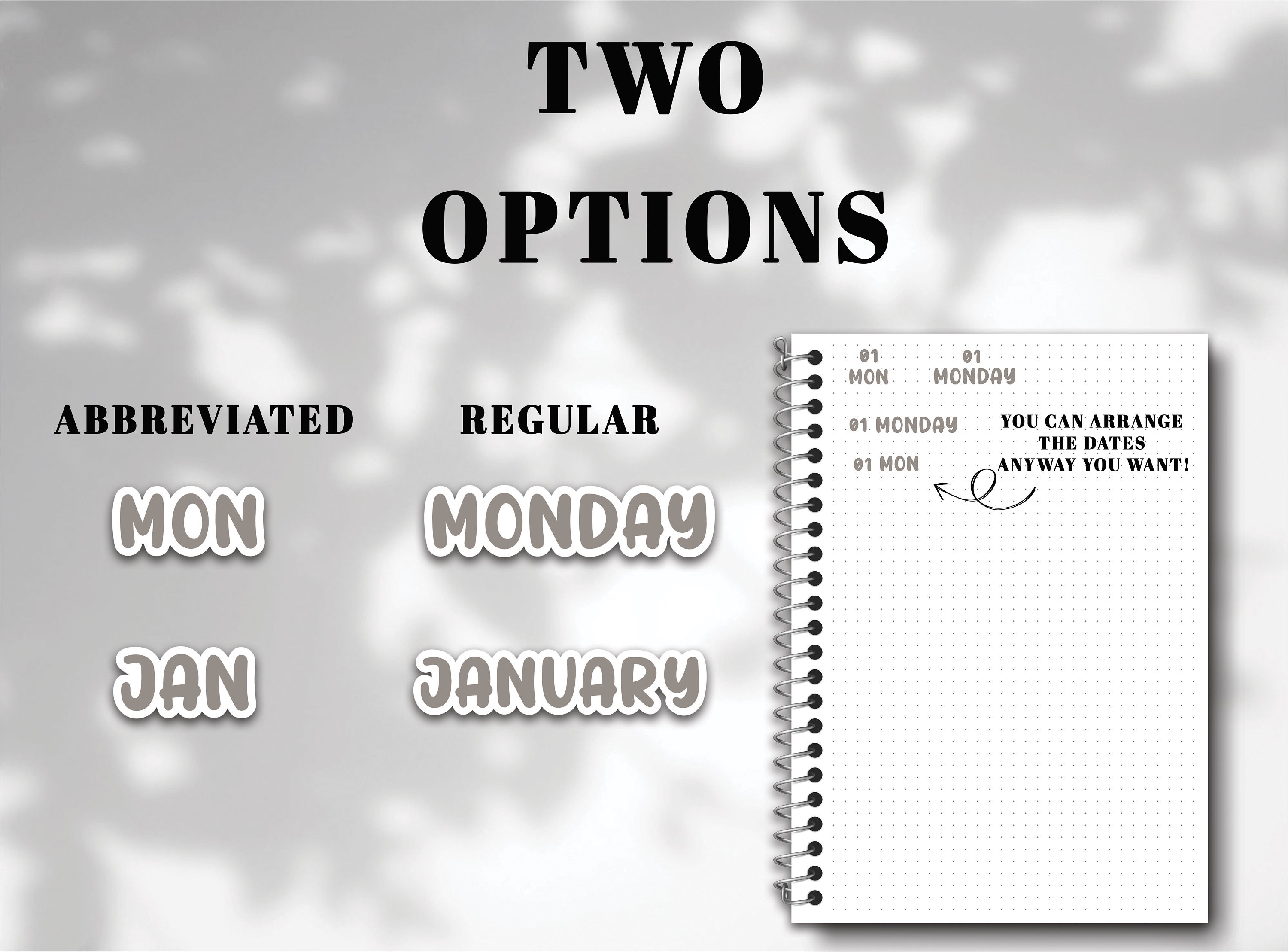 DIY Date Stickers, Stacked Dates Minimal Planner Stickers, Journal ...