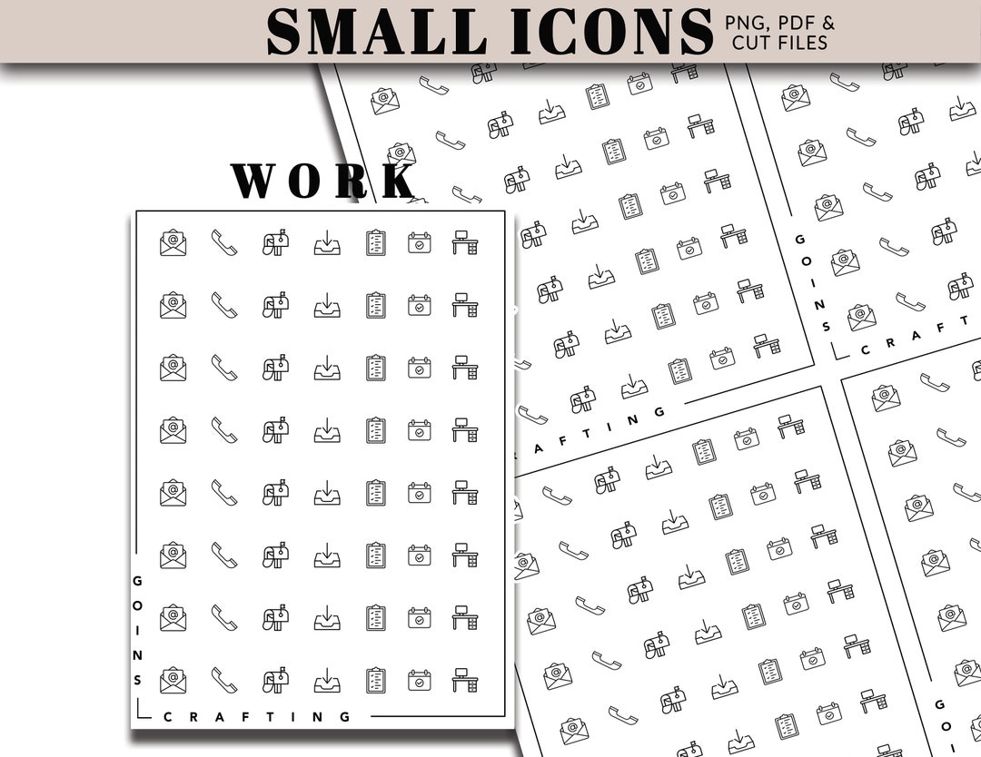 SMALL Work Icons, Minimal Icon Stickers, Minimal Planner Stickers ...