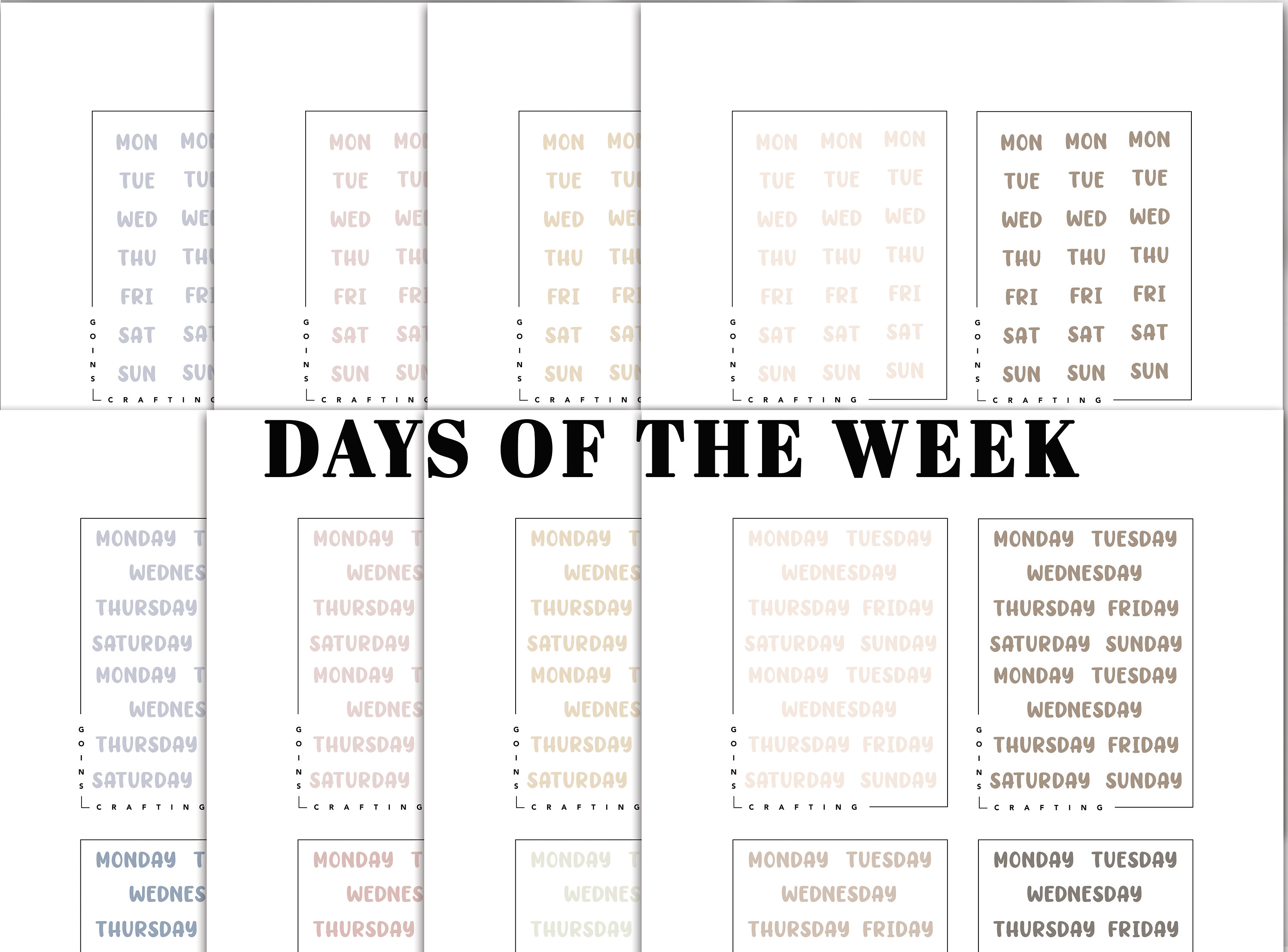 DIY Date Stickers, Stacked Dates Minimal Planner Stickers, Journal ...