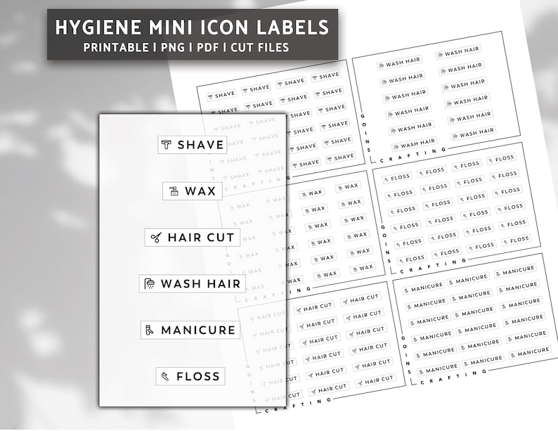 Mini Icon Labels Hygiene, Minimal Planner Stickers, Journal Stickers ...
