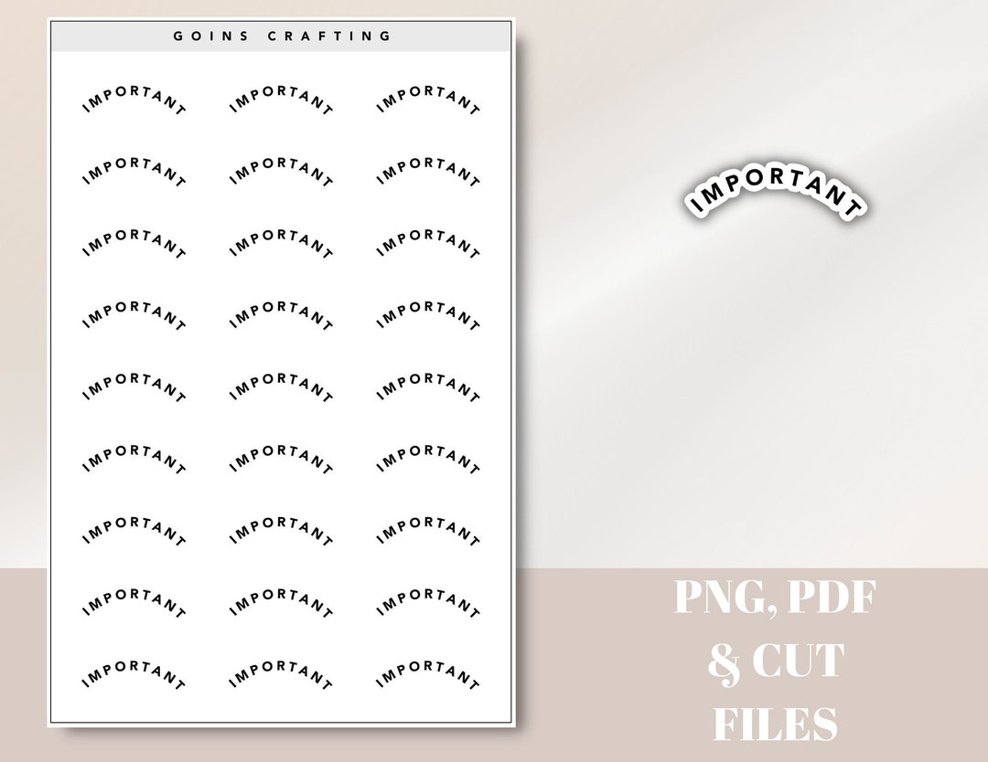 Important Curved Script, Arch Script, Minimal Planner Stickers ...