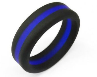 Thin Blue Line Silicone Ring - Etsy