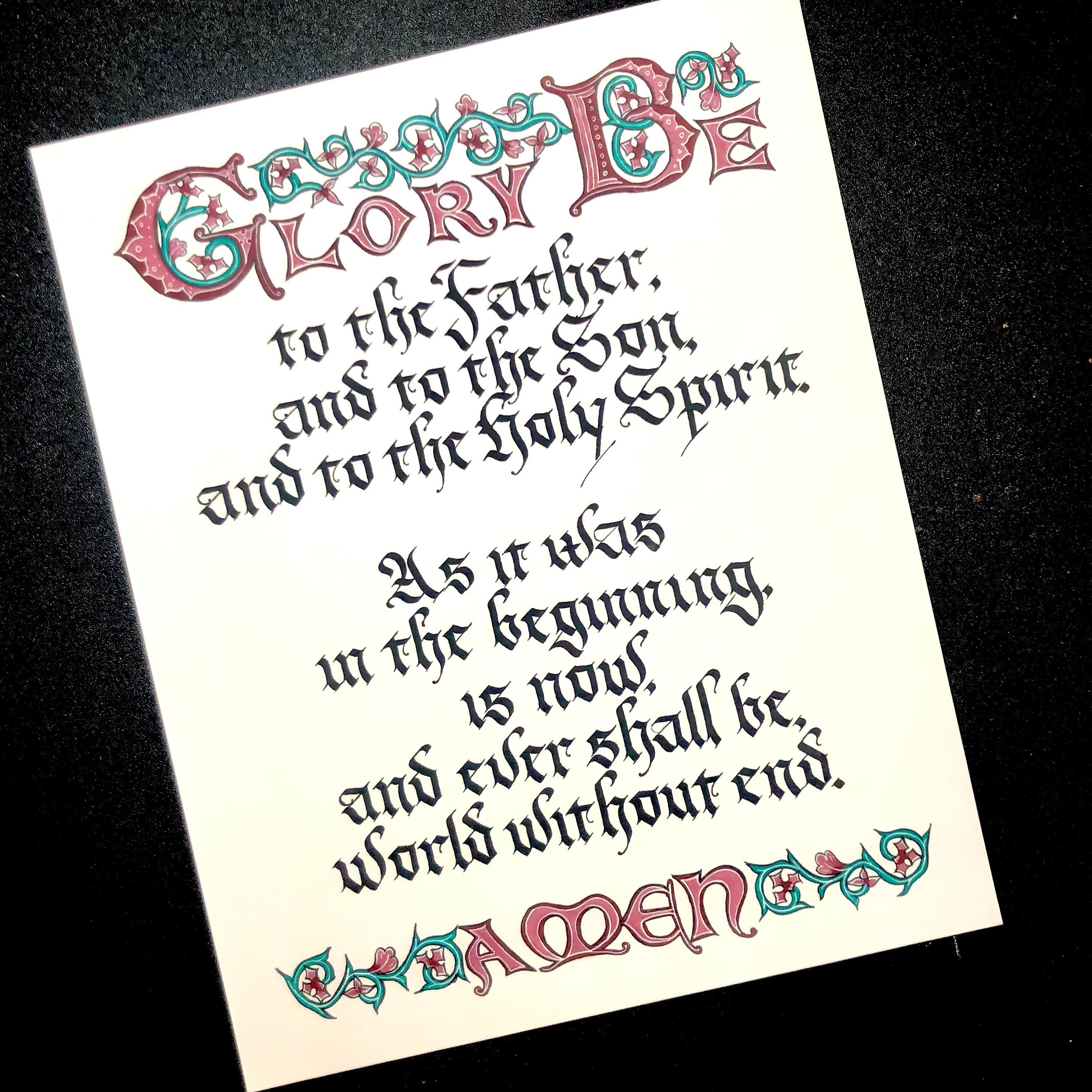 Glory Be Gloria Patri Catholic Illuminated Calligraphy - Etsy
