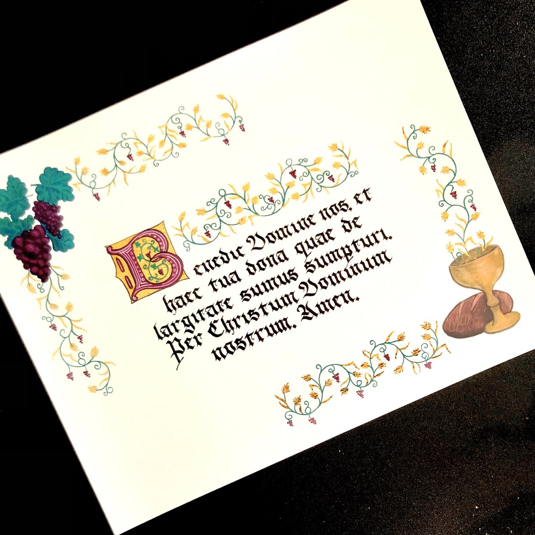 Prayer Before Meals LATIN, Catholic Grace Food Blessing Prayer, Bless ...