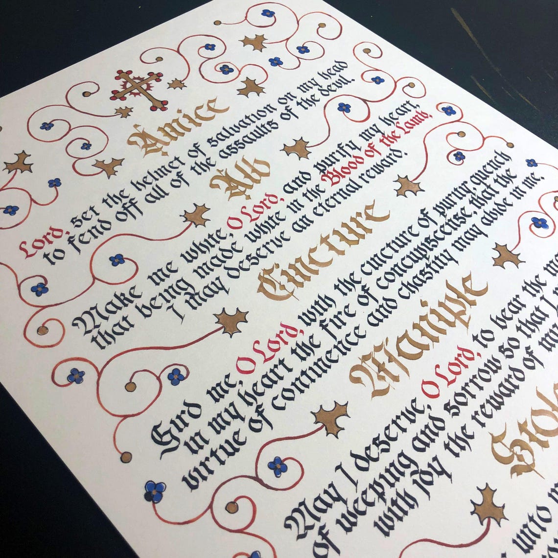 Priest Vesting Prayers Calligraphy Art Print: Catholic Gift - Etsy