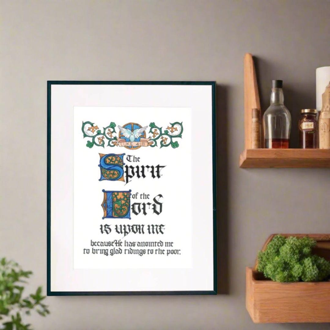 Glad Tidings - Luke 4:18 - Bible Quote Calligraphy, Gift for ...