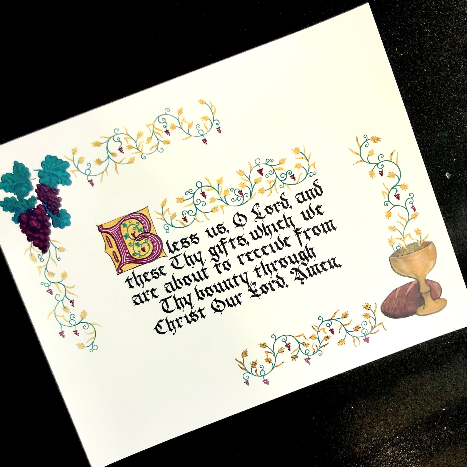 Prayer Before Meals LATIN Catholic Grace Food Blessing - Etsy