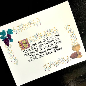 Prayer Before Meals LATIN, Catholic Grace Food Blessing Prayer, Bless ...