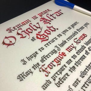 Farewell to the Altar - Calligraphy Prayer Card for Priests, After Mass ...