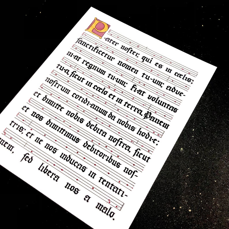 Pater Noster Gregorian Chant Illuminated Calligraphy Latin - Etsy