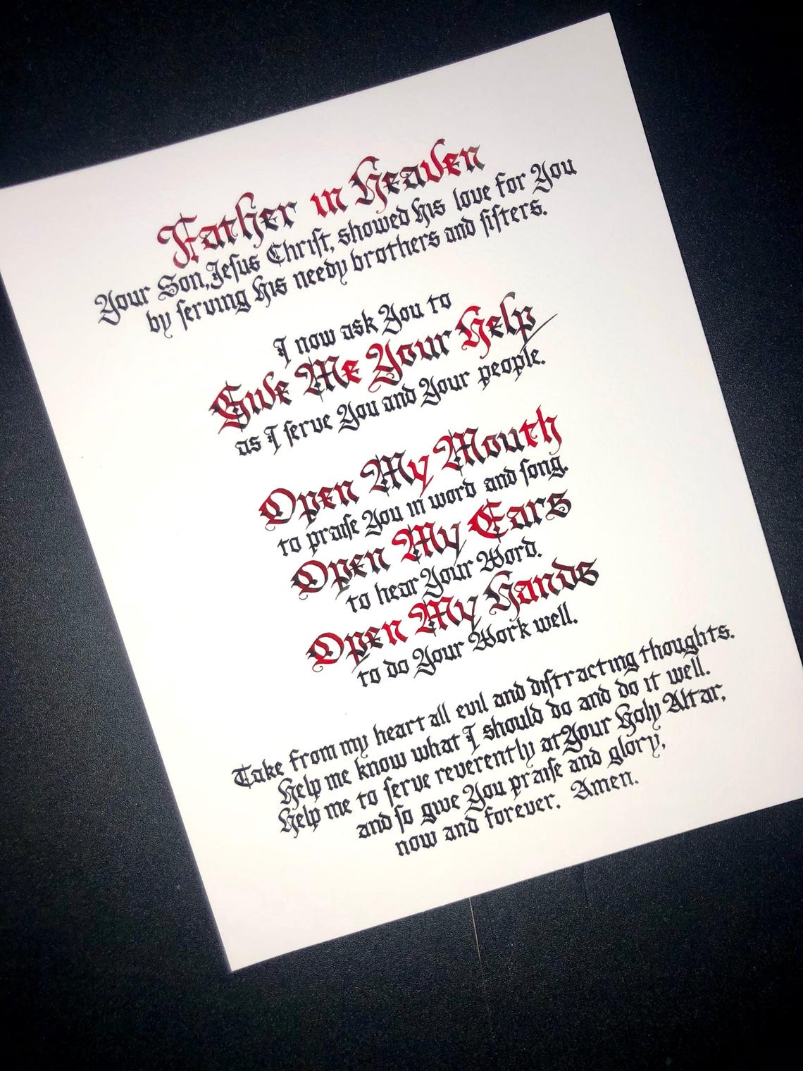 Altar Server Prayer Calligraphy Print: Catholic Sacristy Decoration - Etsy