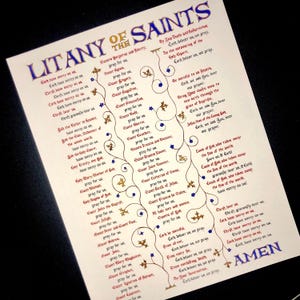 Litany of Saints - Illuminated Calligraphy Print - Confirmation Gift ...