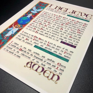 Nicene Creed Art Print: Illuminated Gothic Calligraphy, Sacred ...