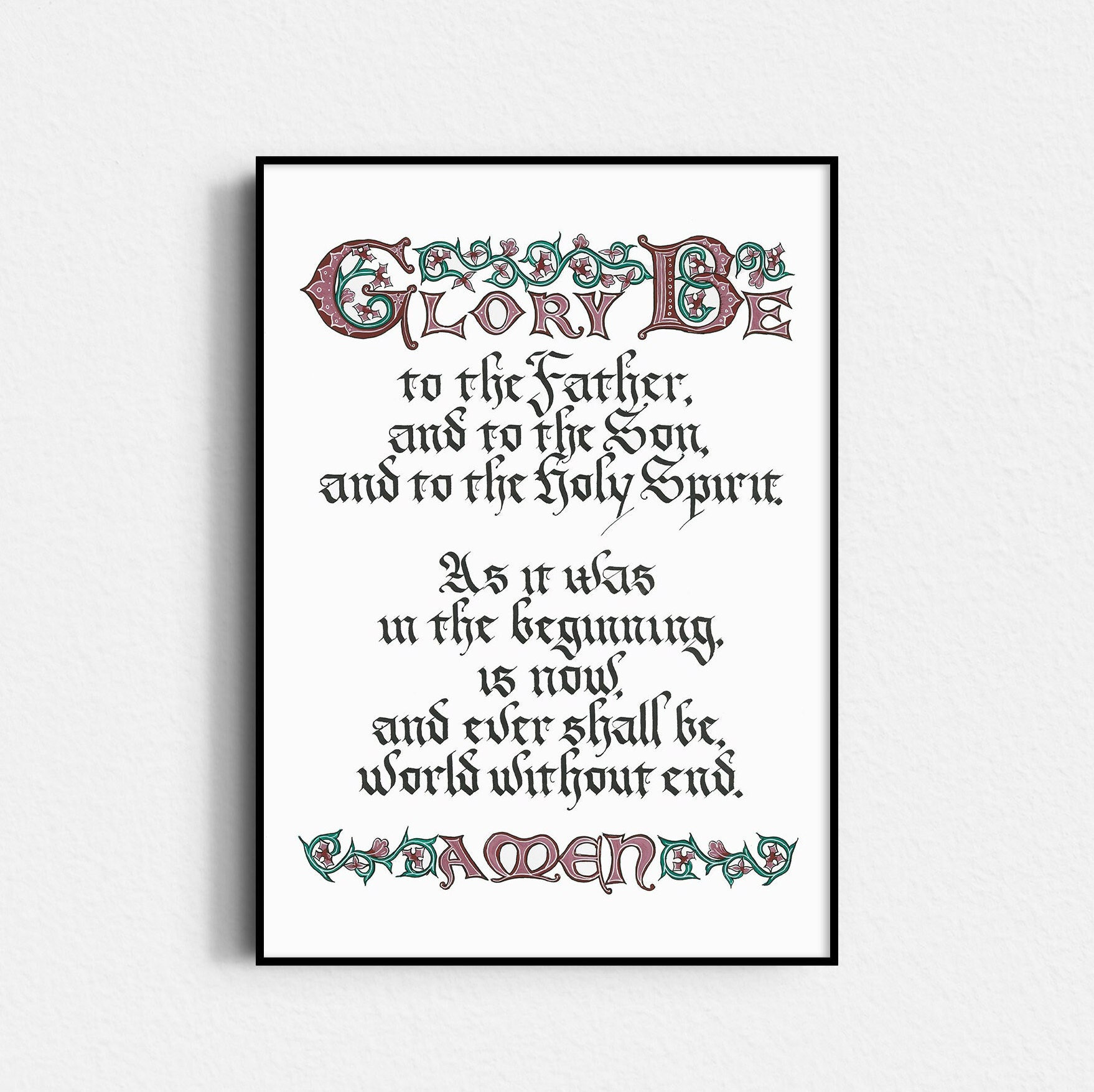 Glory Be Gloria Patri Catholic Illuminated Calligraphy - Etsy