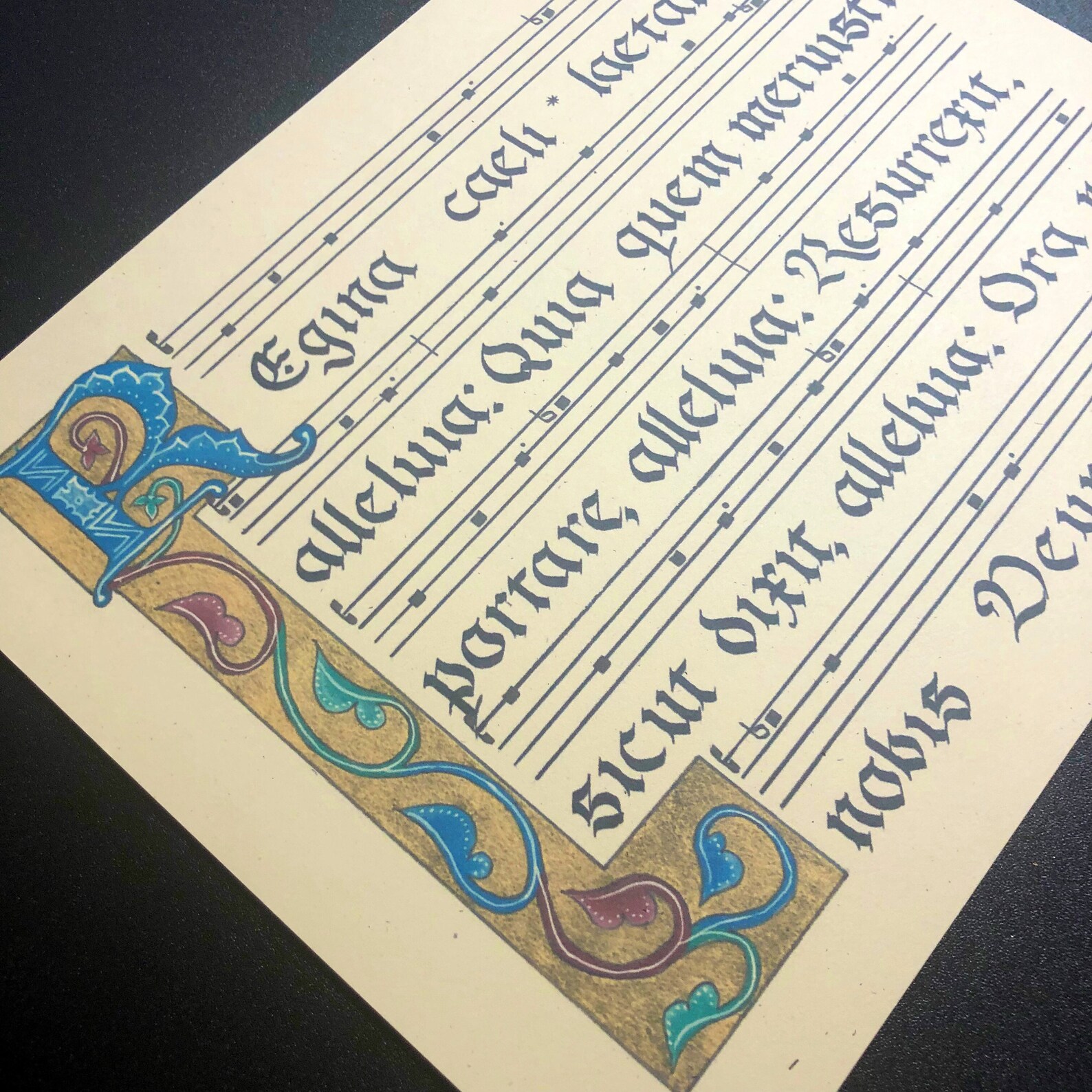 Regina Caeli Illuminated Calligraphy Gregorian Chant | Etsy