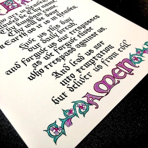 Our Father the Lord's Prayer, Catholic Prayer Calligraphy Print ...