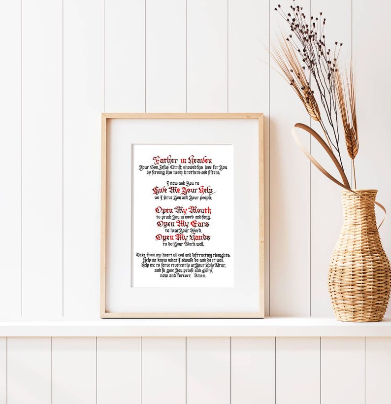 Altar Server Prayer Calligraphy Print: Catholic Sacristy Decoration - Etsy