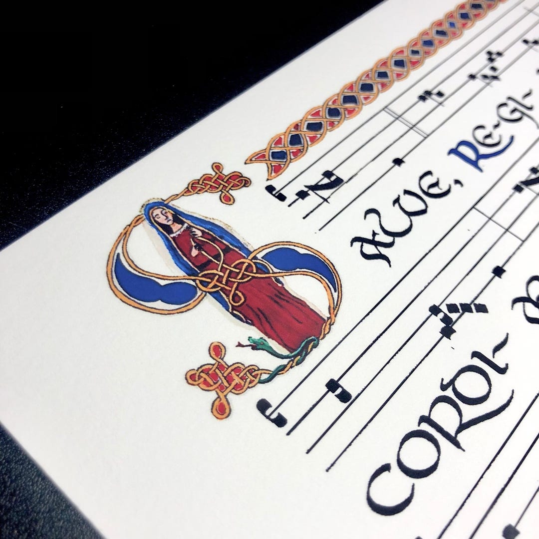 Salve Regina - Gregorian Chant Illuminated Calligraphy - Dominican Tone ...