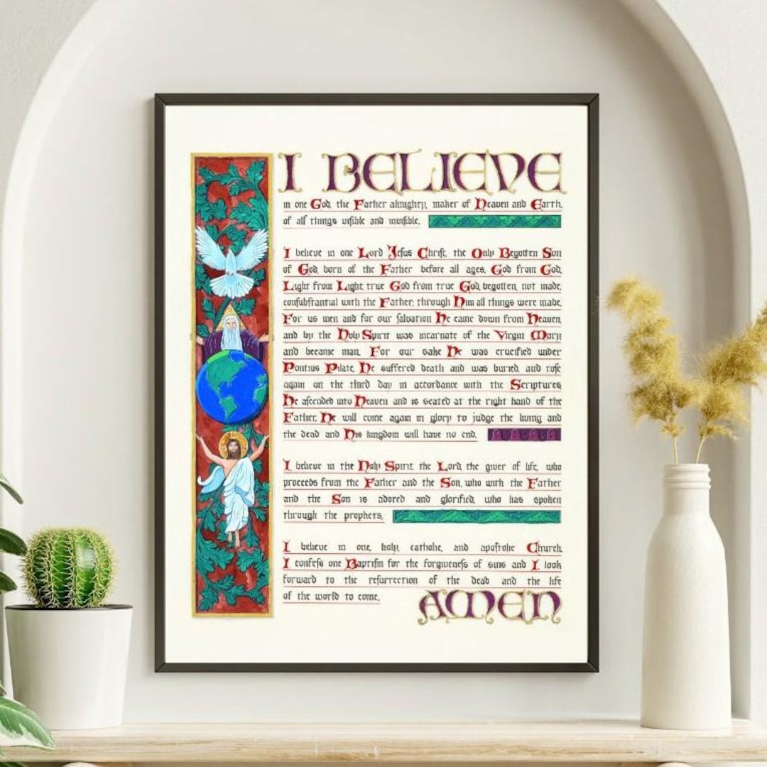 Nicene Creed Art Print: Illuminated Gothic Calligraphy, Sacred ...