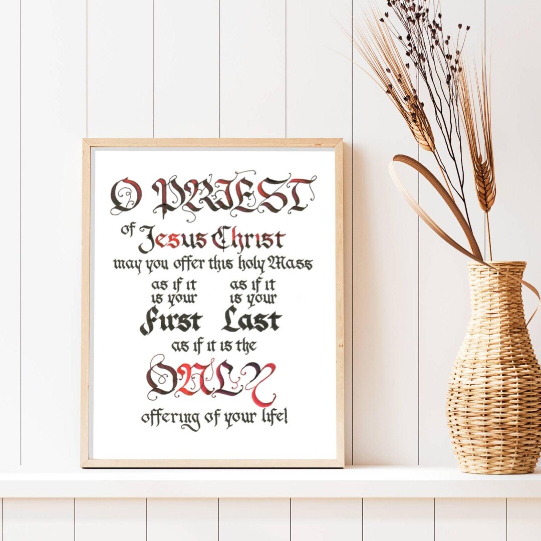 O PRIEST - Wall Art for Sacristy - Prayer Before Mass, Gift for ...