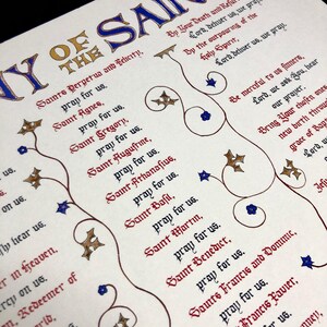 Litany of Saints - Illuminated Calligraphy Print - Confirmation Gift ...