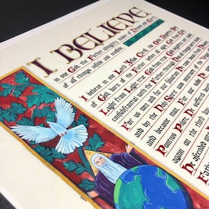 Nicene Creed Art Print: Illuminated Gothic Calligraphy, Sacred ...