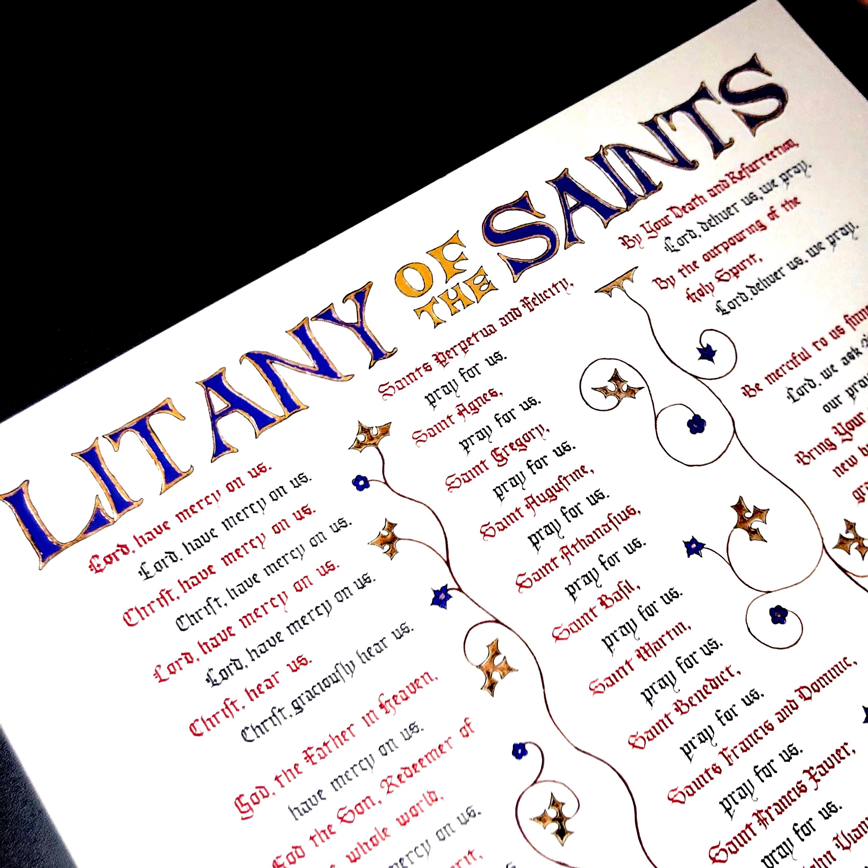 Litany of Saints - Illuminated Calligraphy Print - Confirmation Gift ...