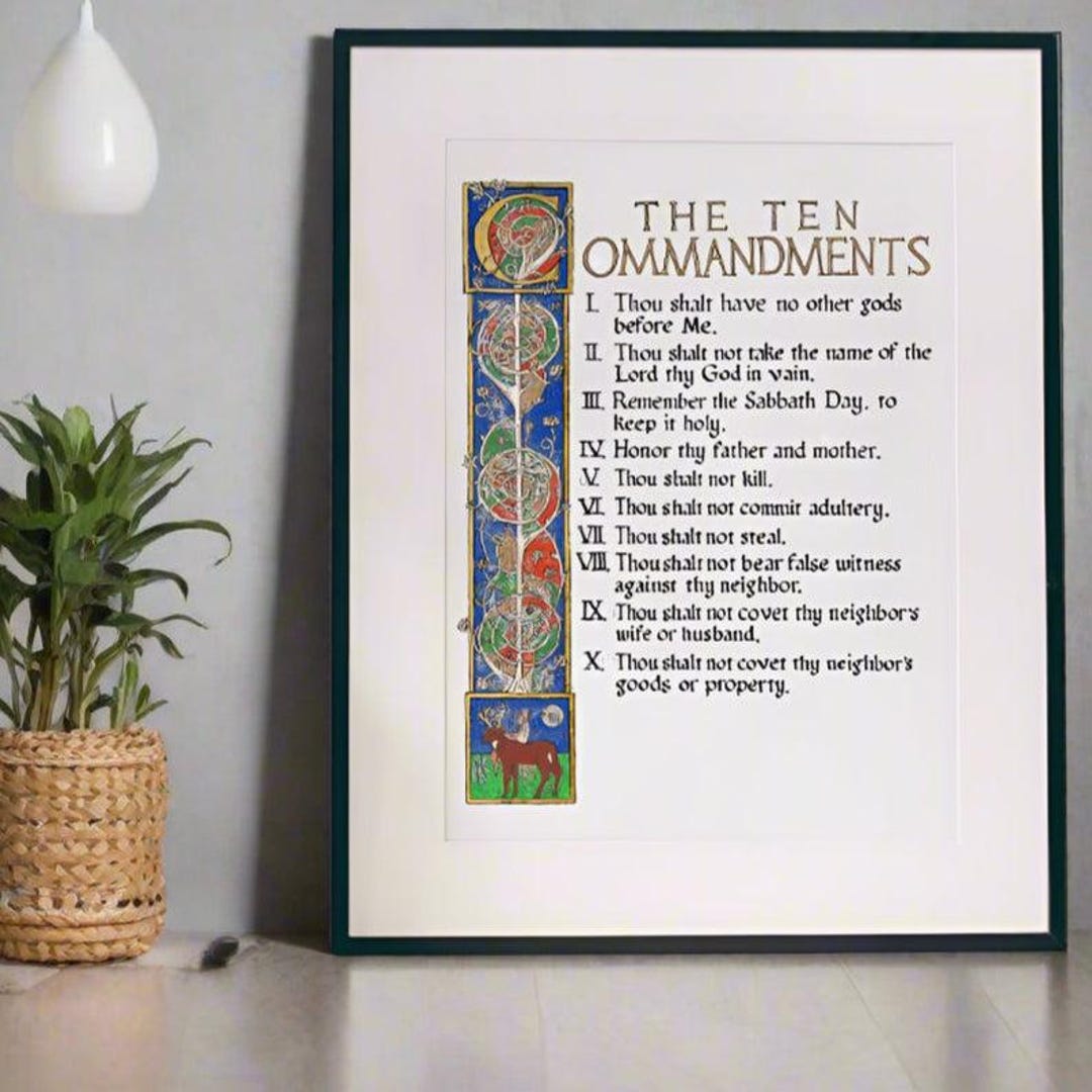 The Ten Commandments - Catholic Calligraphy Wall Art, Illuminated ...