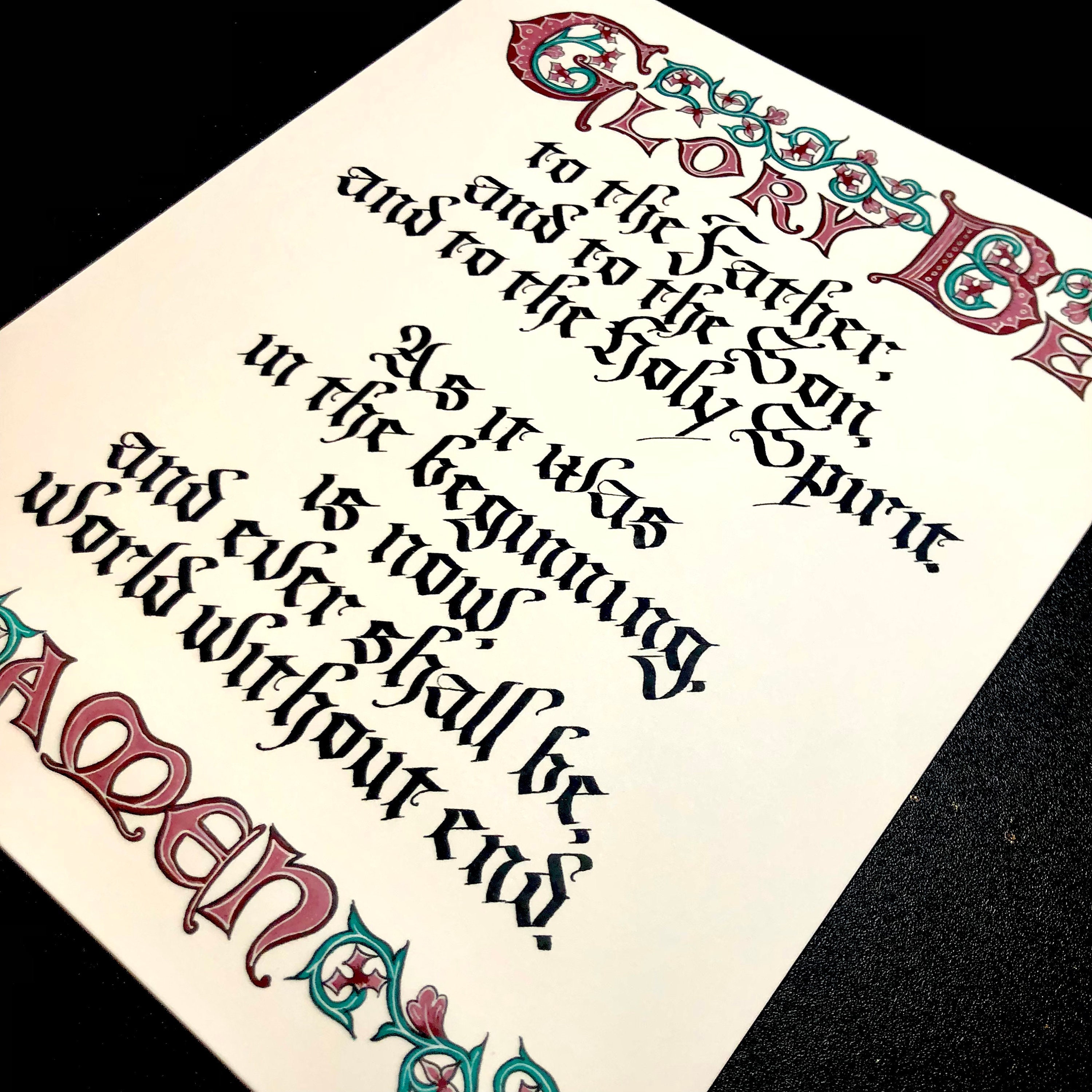 Glory Be Gloria Patri Catholic Illuminated Calligraphy - Etsy