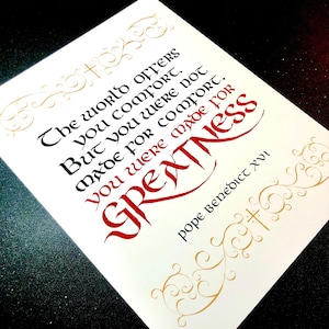 Pope Benedict XVI Quote Art Print: Catholic Motivational Calligraphy - Etsy