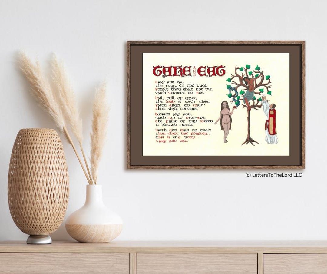 Catholic Art Print: Crucifixion, Calligraphy & Illumination (7x10 ...