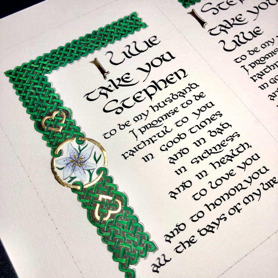 Handwritten Catholic Wedding Vows | Custom Calligraphy for Catholic ...