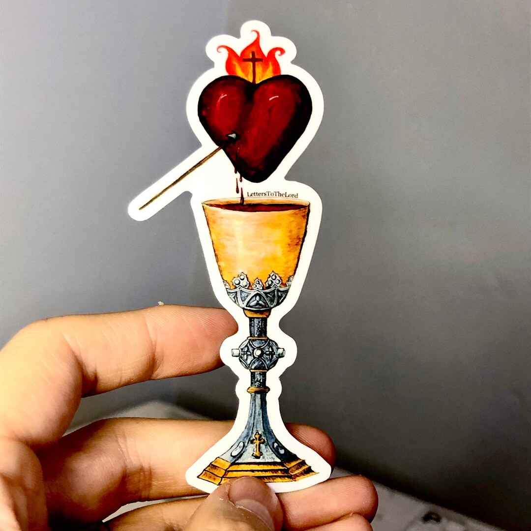Precious Blood Sticker - Sacred Heart and Chalice Catholic Art ...
